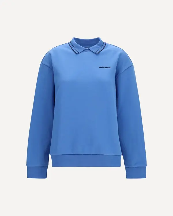Miu Miu Crewneck Sweatshirt With Embroidered Logo And Collar