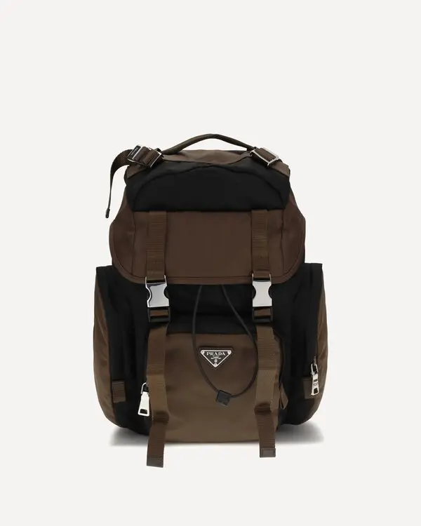 Prada Re-nylon And Leather Backpack - Brown