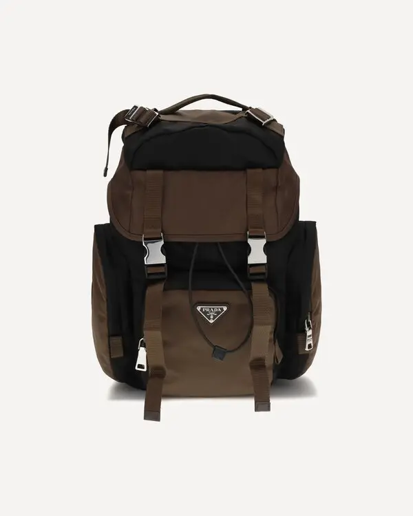Prada Re-nylon And Leather Backpack - Brown