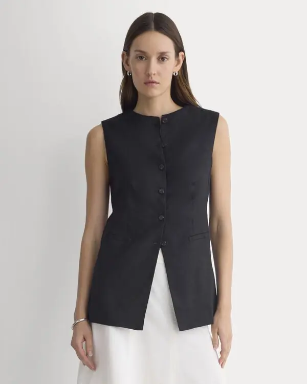 Everlane Stretch Linen Vest - Black