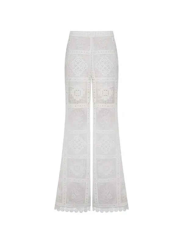 Zimmermann Aster Embroidered Lace Trousers