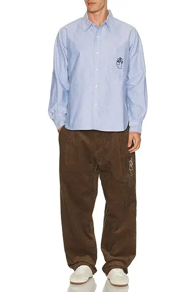 BRAIN DEAD Brooks Brothers California Selvedge Oxford Button Up Shirt - Blue