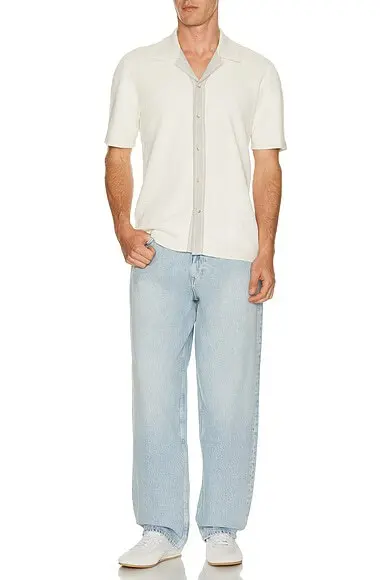 Rag & Bone Blocked Harvey Camp Shirt - Chalk