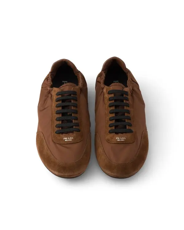 Prada Re-nylon And Suede Collapsible Sneakers - Palisander