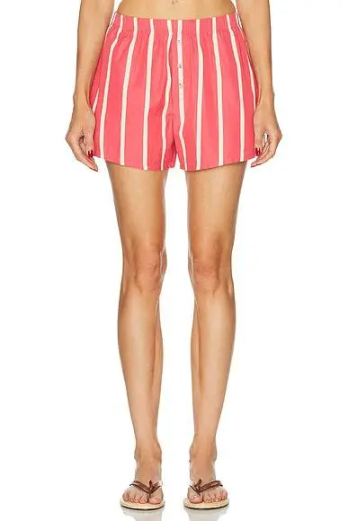Donni. The Pop Boxer Striped Short - Raspberry