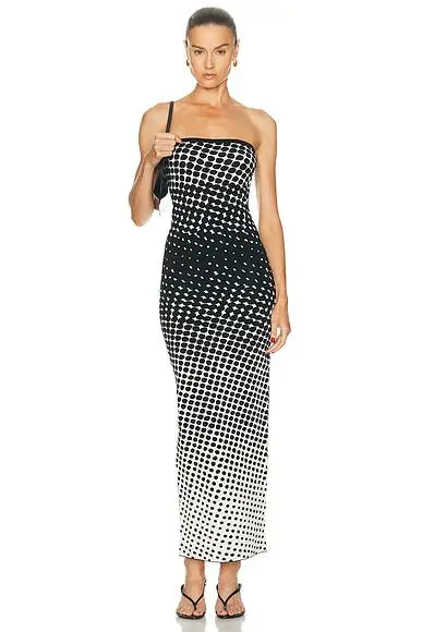 Christopher John Rogers Strapless Polka Dot Maxi Dress