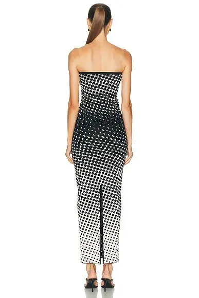 Christopher John Rogers Strapless Polka Dot Maxi Dress