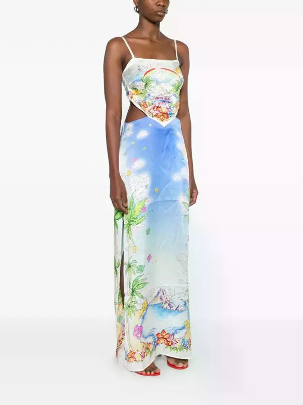Casablanca Graphic Print Cut-out Maxi Dress