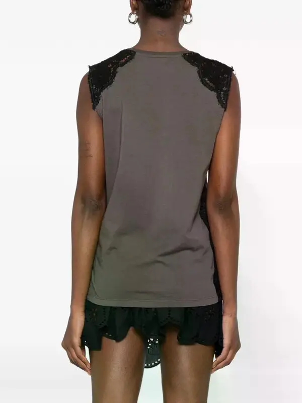 Pinko Lace-panelled Logo Print Top