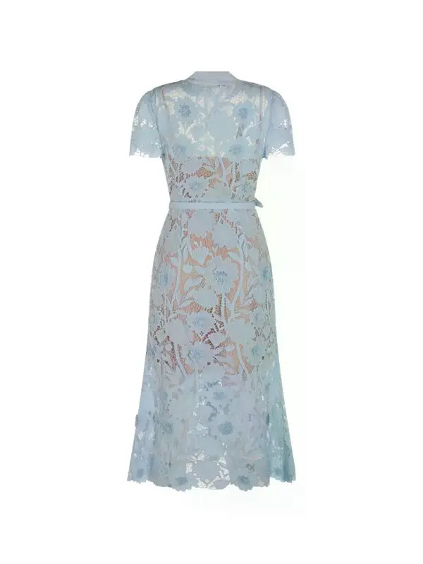 SELF-PORTRAIT Belted Floral-lace Midi Dress