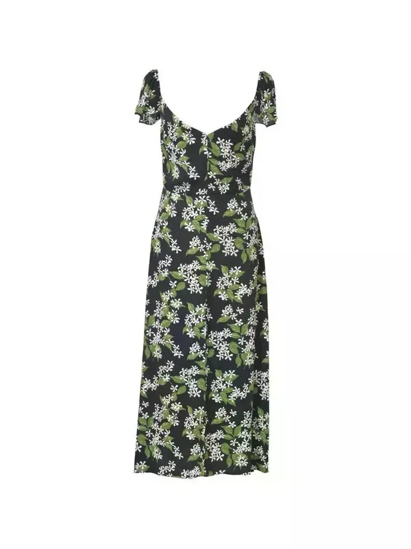 REFORMATION Floral Print V-neck Dress - Black