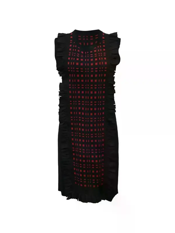 Fendi Checkered Ruffle Detail Dress