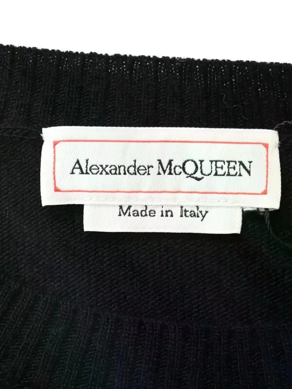 Alexander McQueen Crochet Knit Sweater With Ruffled Cuffs