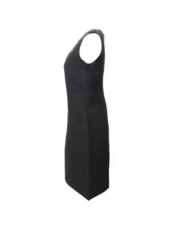 Marni Embellished Wool V-neck Sleeveless Dress - Black