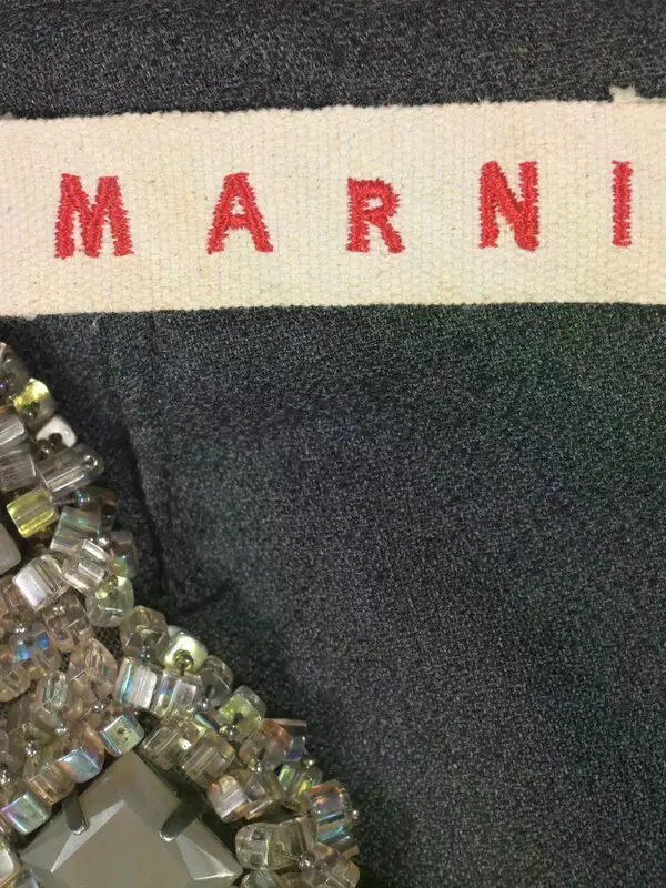 Marni Embellished Wool V-neck Sleeveless Dress