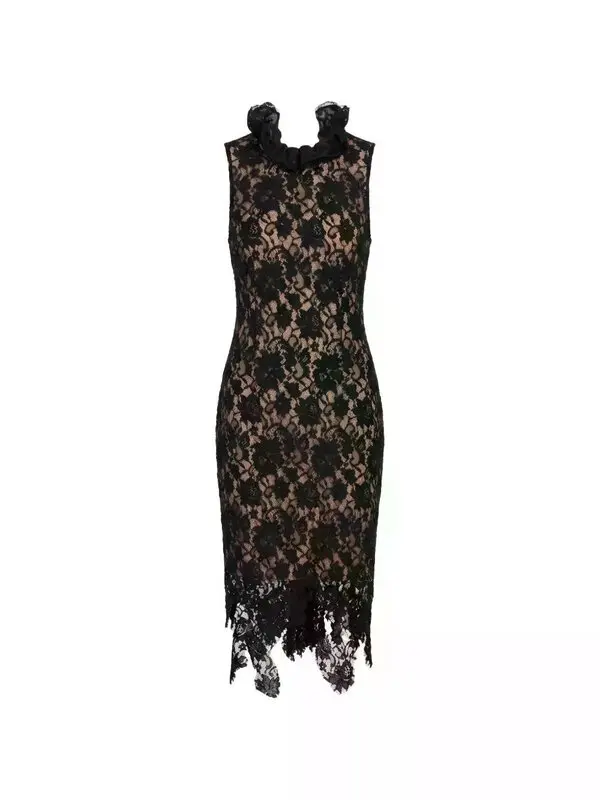 Giuseppe Di Morabito Floral Lace Ruffled Midi Dress - Black