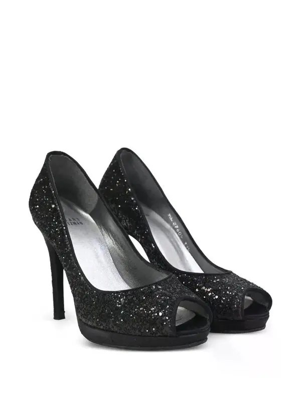 STUART WEITZMAN Glitter Peep-toe Pumps