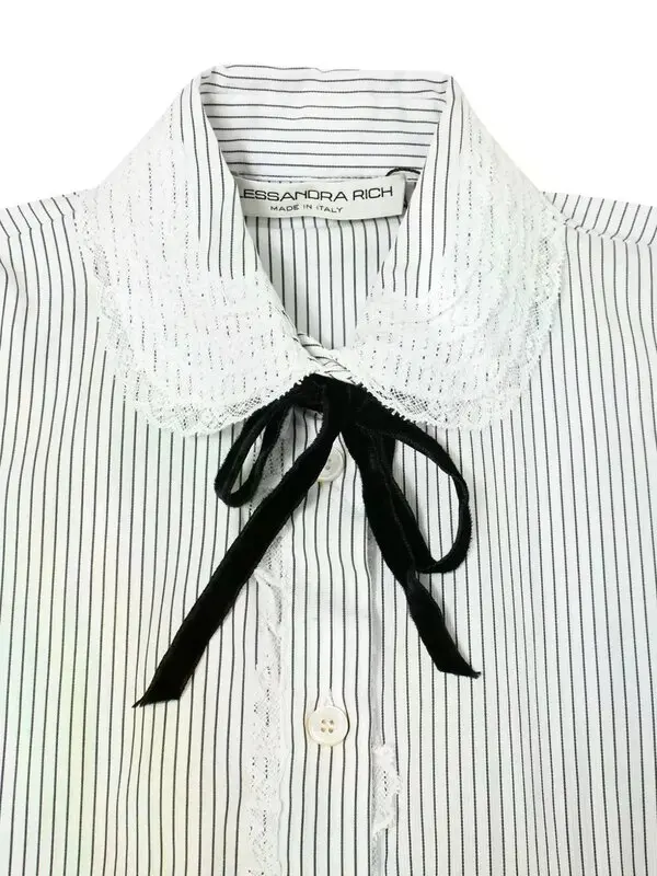 Alessandra Rich Striped Lace-trimmed Blouse