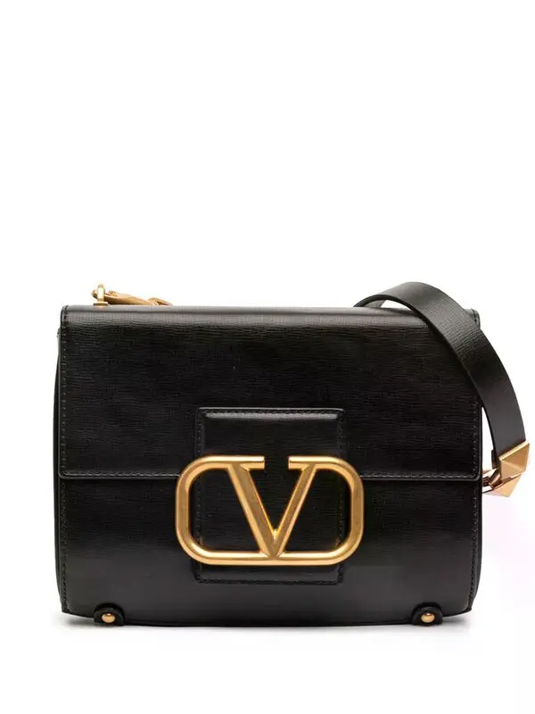 Valentino Garavani Grained Calfskin Stud Sign Shoulder Bag - Black