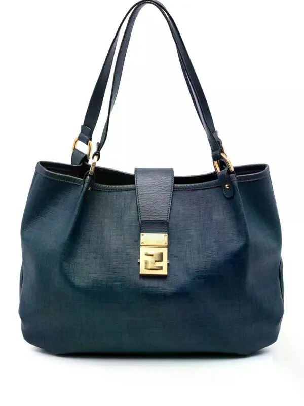 Fendi Zucchino Spalmati Tote Bag - Blue