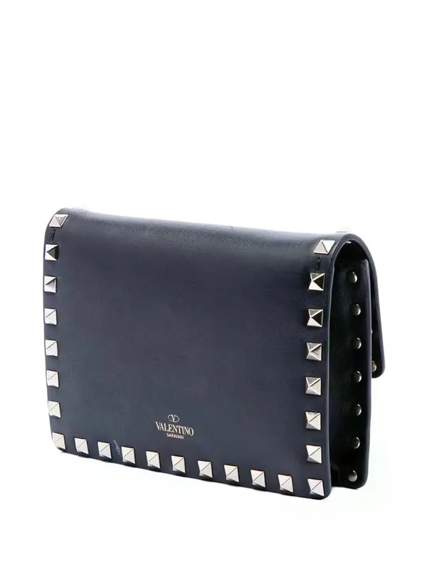 Valentino Garavani Rockstud Leather Clutch On Chain - Black