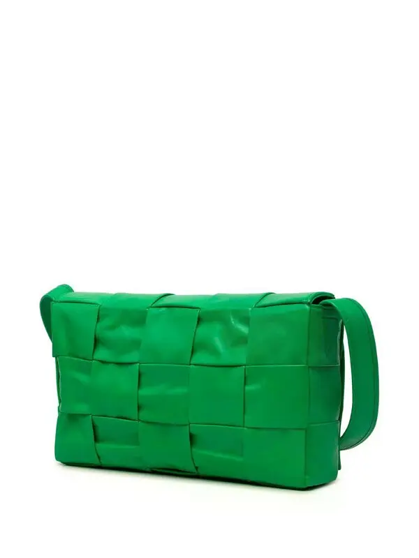 Bottega Veneta Small Paper Calfskin Intrecciato Cassette Crossbody Bag - Green