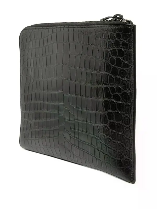 Saint Laurent Croc Embossed Leather Clutch Bag