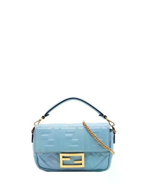 Fendi Mini Zucca Embossed Leather Baguette Satchel