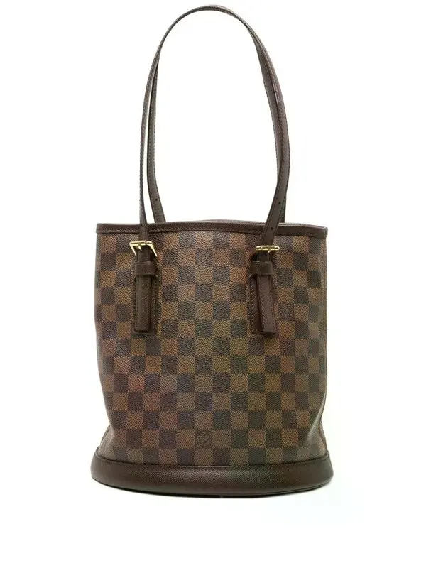 LOUIS VUITTON Damier Ebene Marais Bucket Bag - Brown