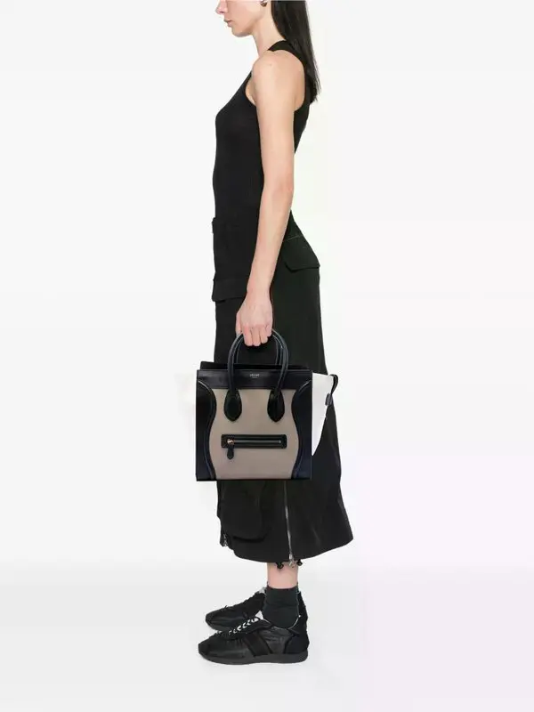 Celine Mini Tricolor Leather Luggage Tote Bag