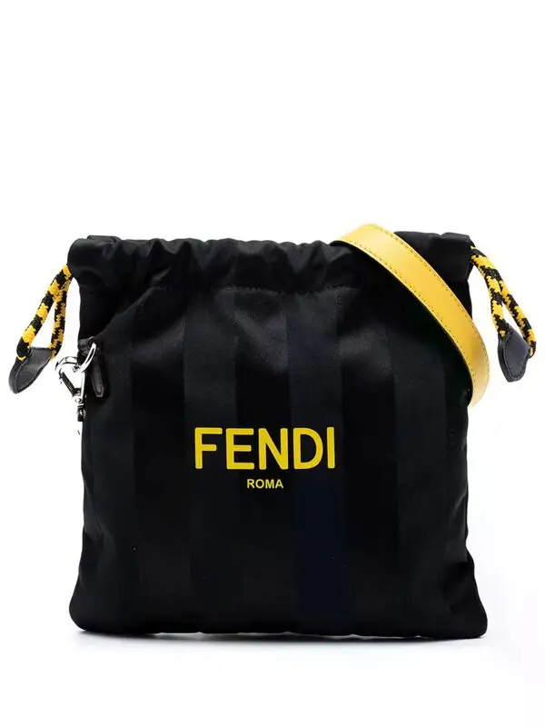Fendi Pequin Nylon Pack Pouch Crossbody Bag - Black