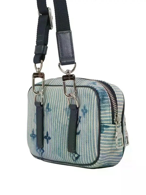 LOUIS VUITTON Monogram Denim Watercolor Hickory Stripes Pouch Crossbody Bag - Blue