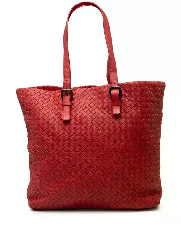 Bottega Veneta Nappa Intrecciato Tote Bag - Red