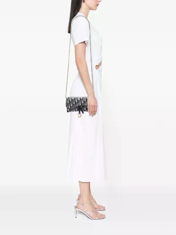 Dior Oblique Canvas Saddle Wallet On Chain Crossbody Bag - Blue