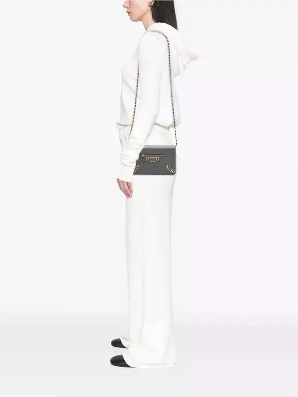 Balenciaga Chevre Metallic Edge Wallet On Chain Crossbody Bag - Grey