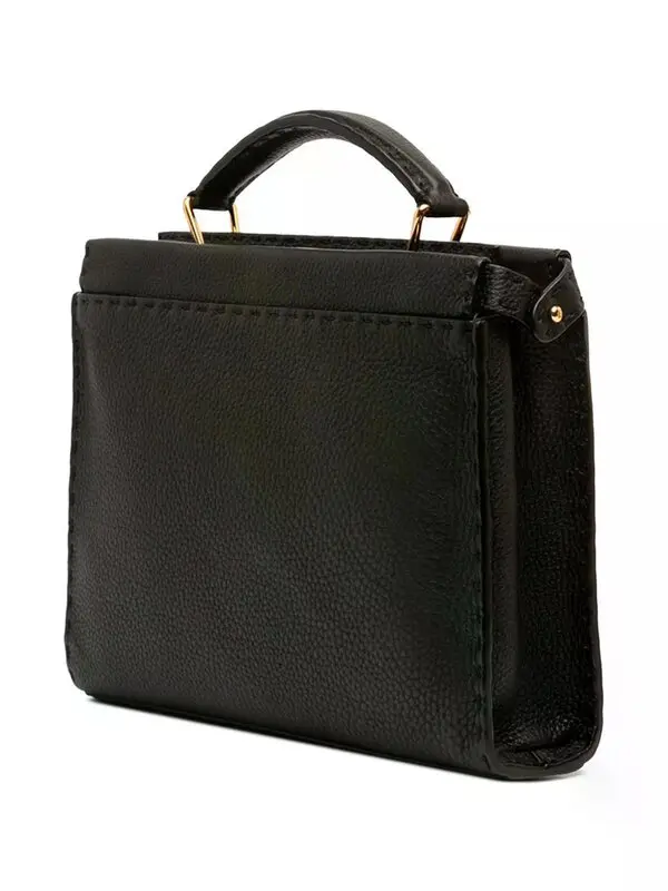 Fendi Mini Calfskin Romano Selleria Peekaboo Iconic Fit Satchel - Black