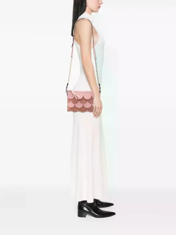 Burberry Peyton Scalloped Leather And Suede Crossbody Bag