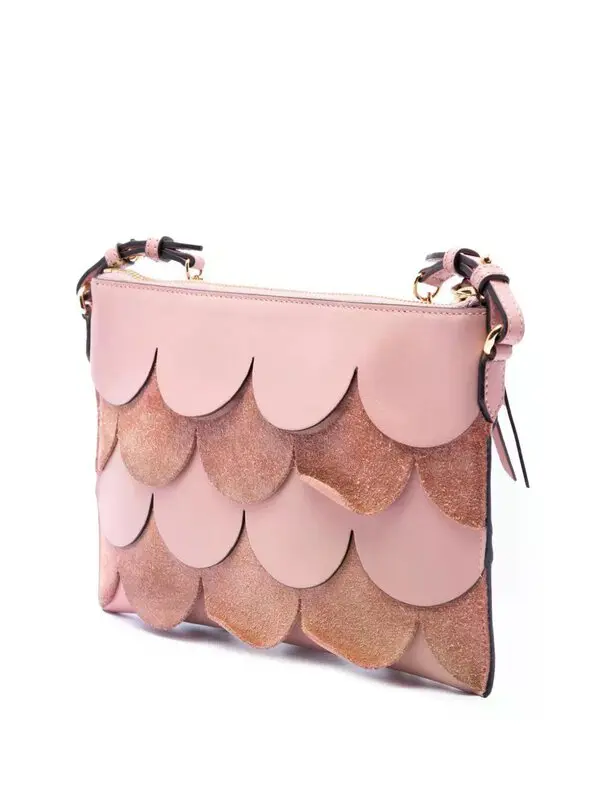Burberry Peyton Scalloped Leather And Suede Crossbody Bag