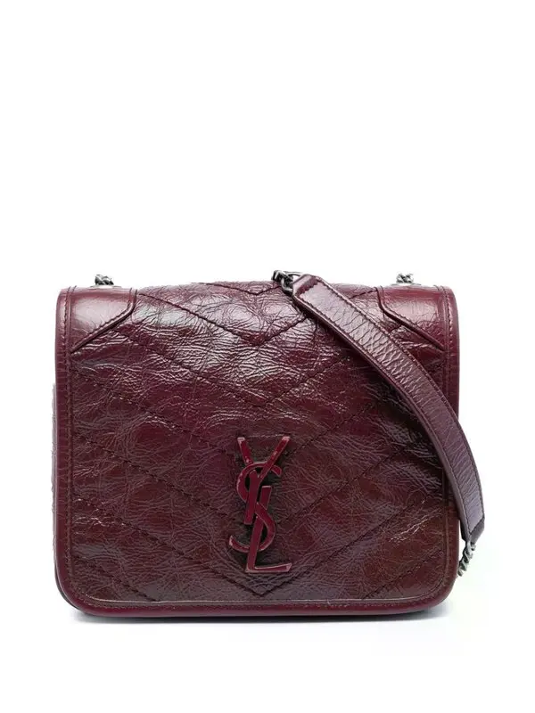Saint Laurent Crinkled Calfskin Niki Wallet On Chain Crossbody Bag - Red