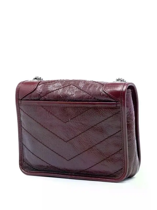 Saint Laurent Crinkled Calfskin Niki Wallet On Chain Crossbody Bag - Red