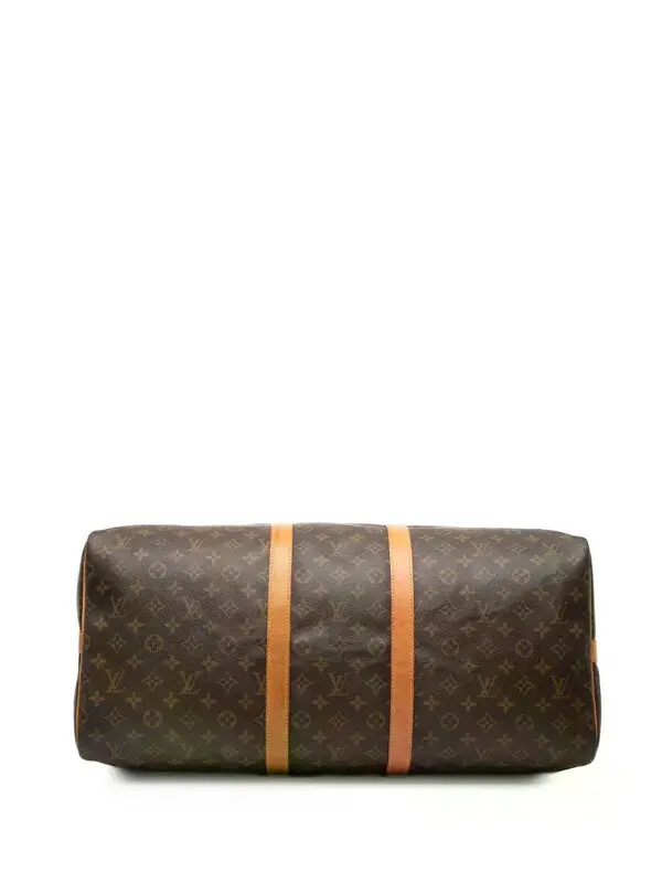 LOUIS VUITTON Monogram Keepall Bandouliere 55 Travel Bag - Brown
