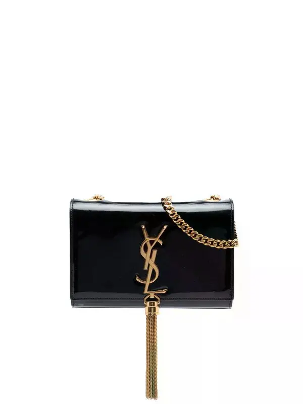 Saint Laurent Small Patent Leather Monogram Kate Tassel Crossbody Bag - Black