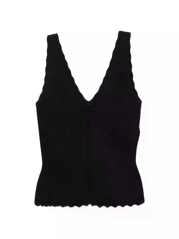 TWINSET Scalloped Edge V-neck Sleeveless Top