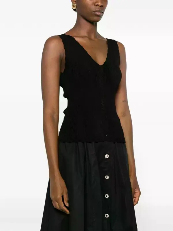 TWINSET Scalloped Edge V-neck Sleeveless Top