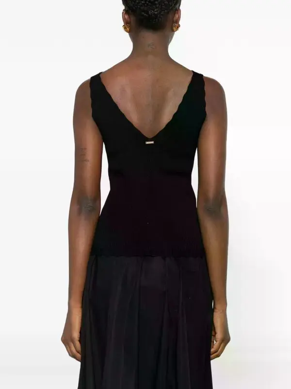 TWINSET Scalloped Edge V-neck Sleeveless Top