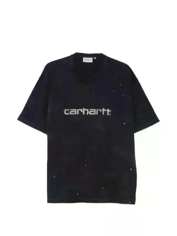 Carhartt Work In Progress Logo-print Paint-splatter T-shirt - Blue