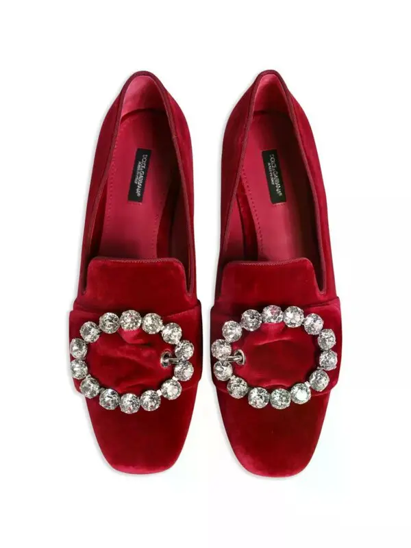 Dolce & Gabbana Rhinestone Buckle Velvet Loafers