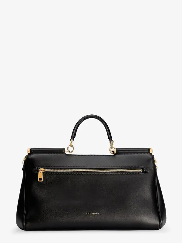 Dolce & Gabbana My Sicily Leather Top Handle Bag - Black