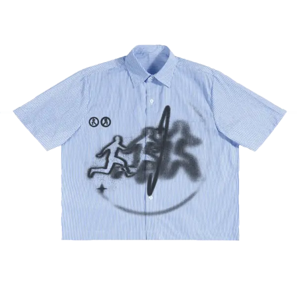 WORKS OF MADNESS Warp Boxy Button Up