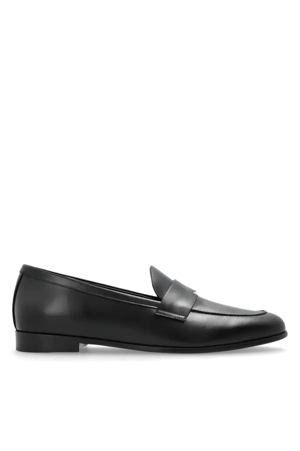 Max Mara Regentmoc Leather Loafers With Gold Monogram Detail